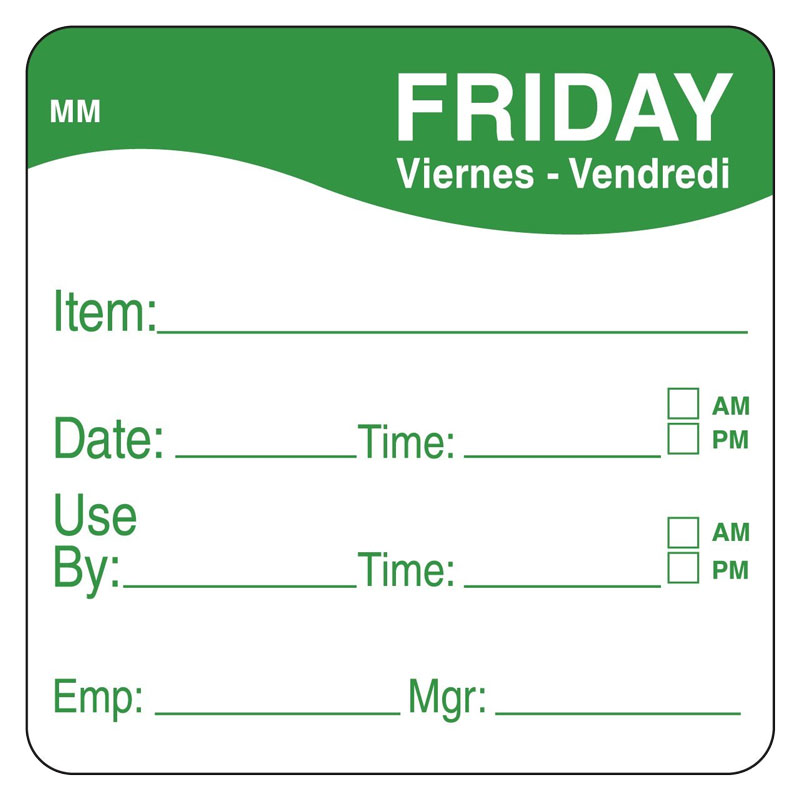 2x2" Removable Day Prep Labels - Wednesday (Roll/500)