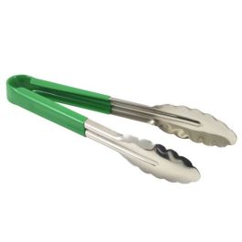 23cm Serving Tongs - Colour Coded Green Handle