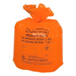 Orange Clinical Waste Bags M/D 360x560x640mm 30L (Roll/50)