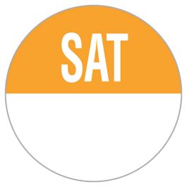 Removable 19mm Day Dot Labels Saturday/Orange (Roll/1,000)