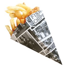 Fish & Chip Newspaper Print Cone (Case/1,000)