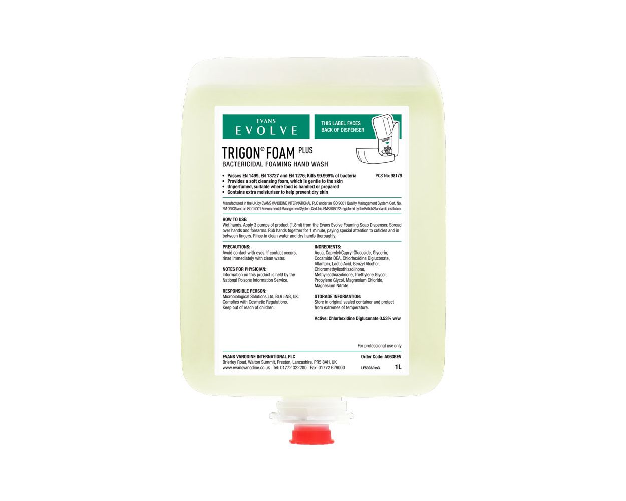 Evans Trigon Foam Plus Hand Soap 1L (Case/6)